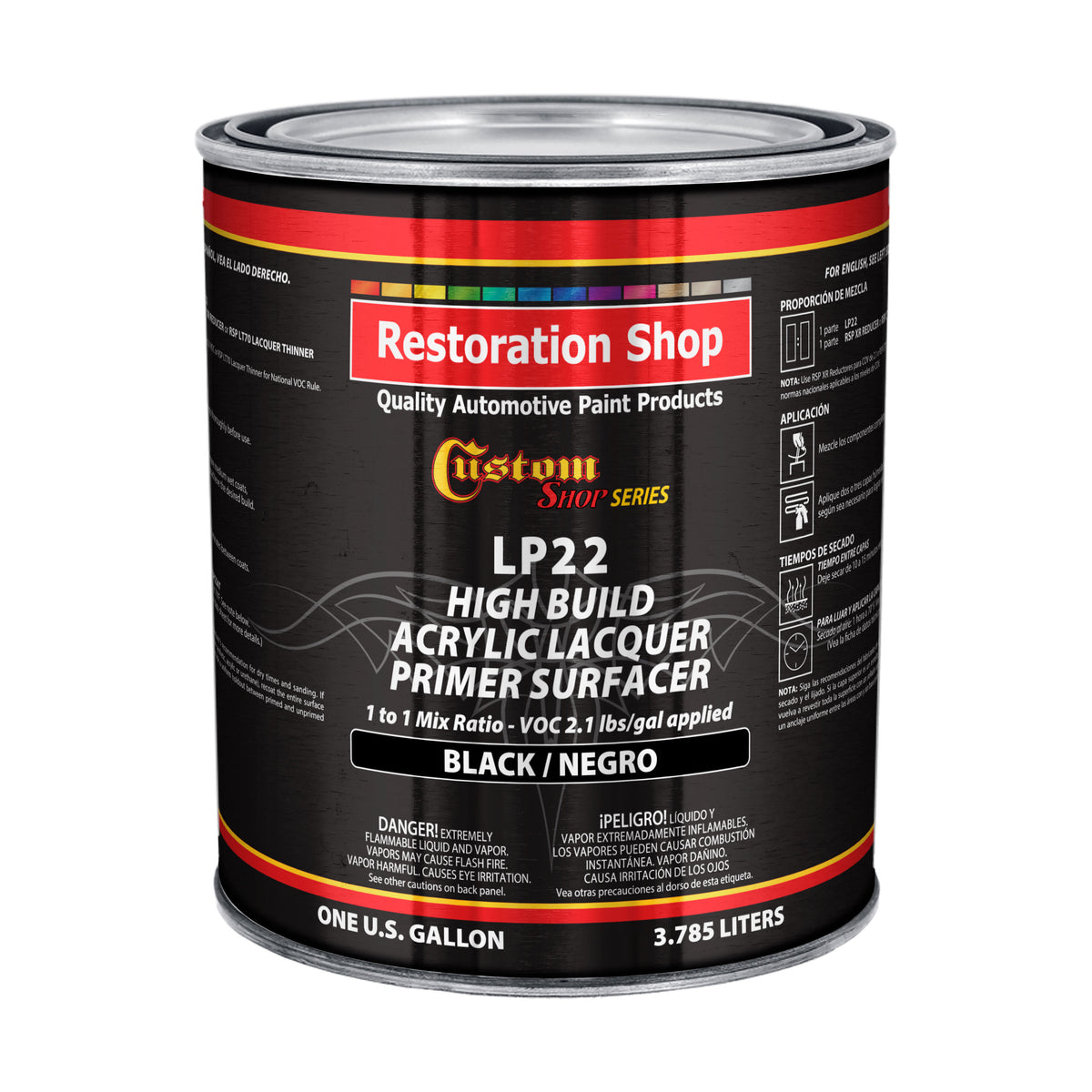 Premium High Build Black Acrylic Lacquer Primer Surfacer, 1 Gallon - F ...