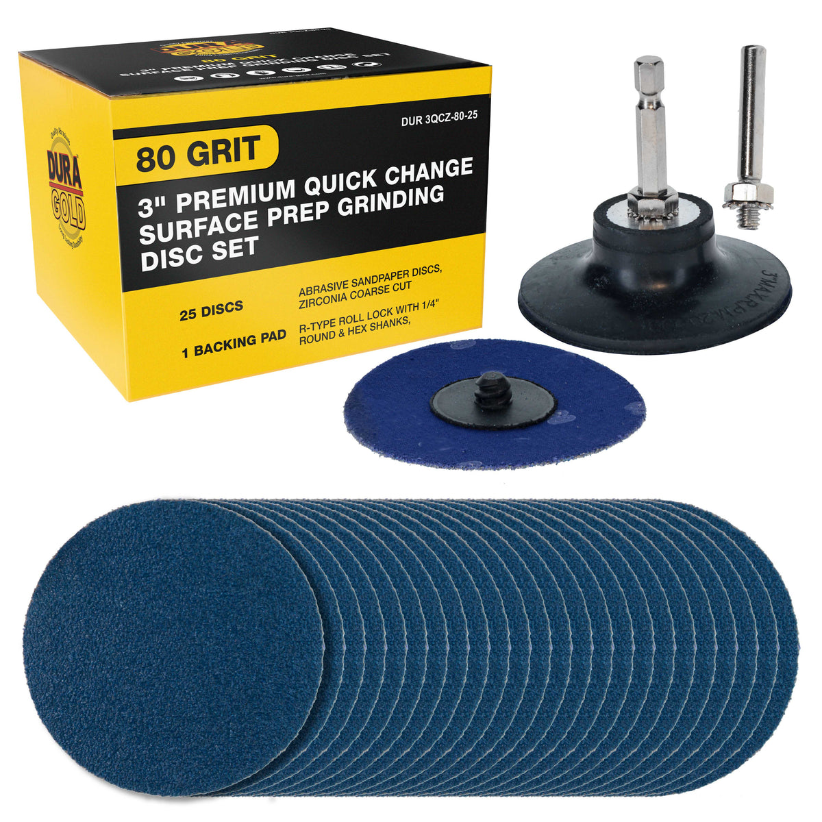 3 Inch Grinding Discs, 80 Grit (25 Disc Set) with R-Type Roll Lock Ada ...