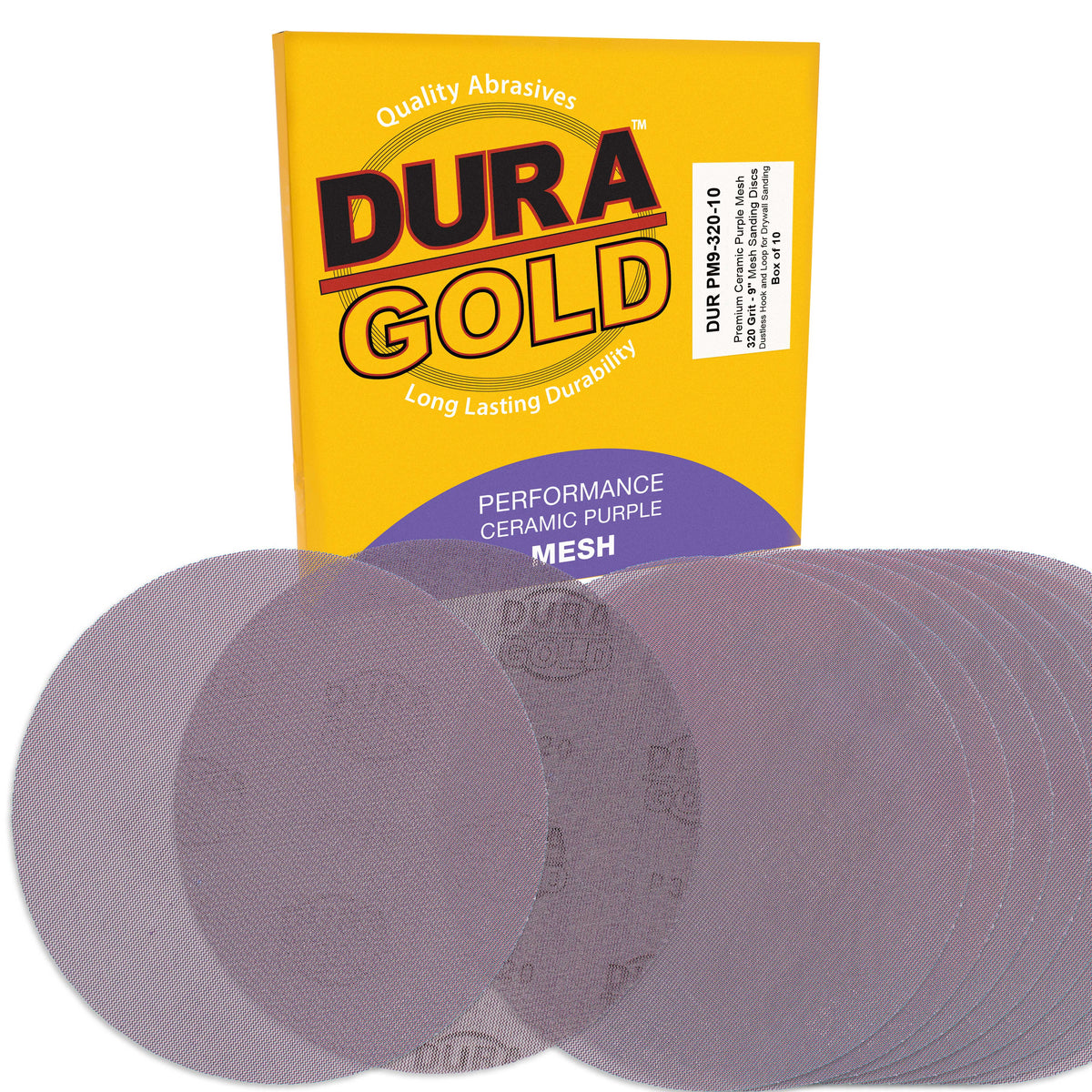 Premium 320 Grit 9" Purple Ceramic Mesh Sanding Discs, Box of 10 - Dus ...