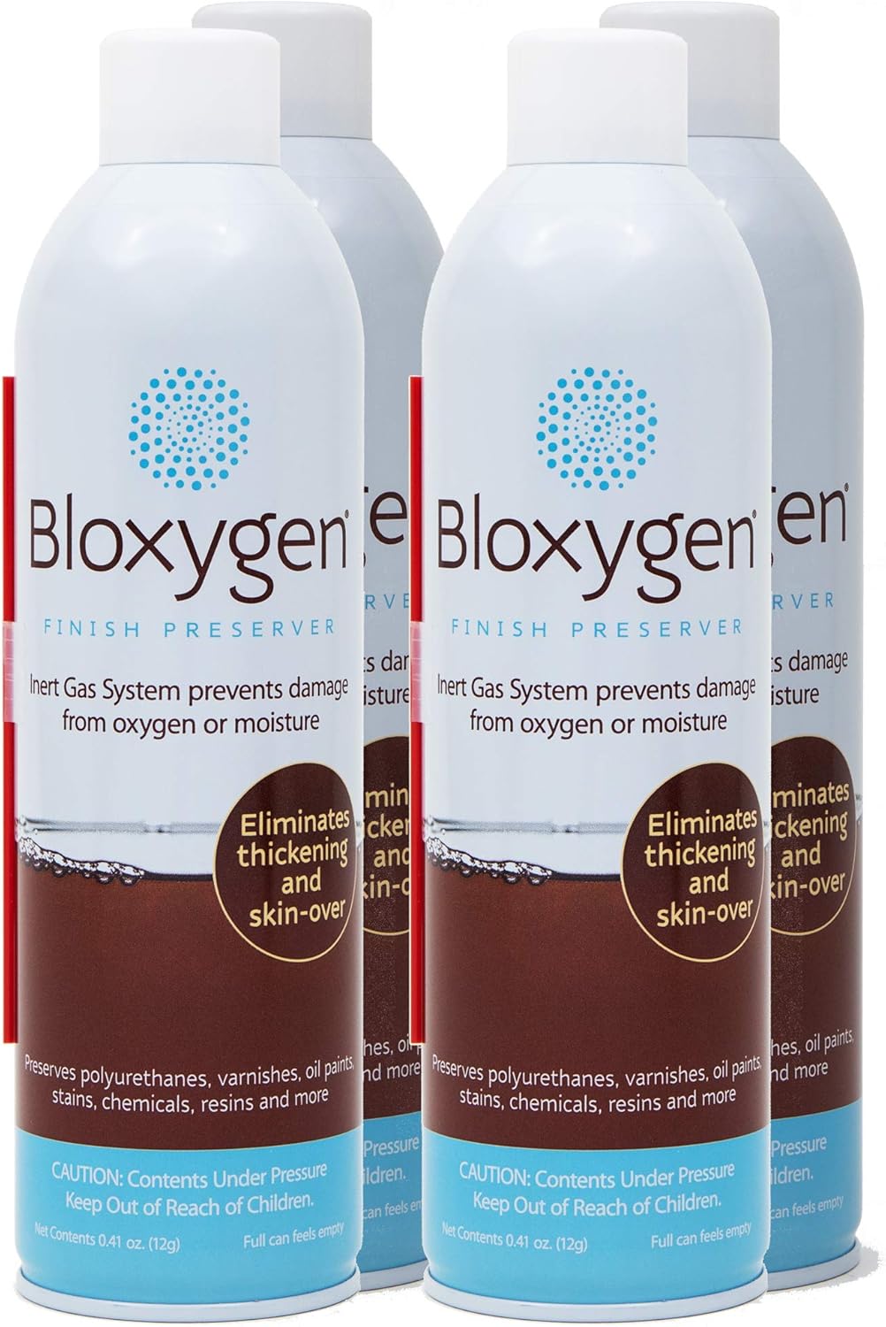 Bloxygen Preserver, Four Can Pack. 100% Natural Inert Gas Preservation System for Paint / Auto ...