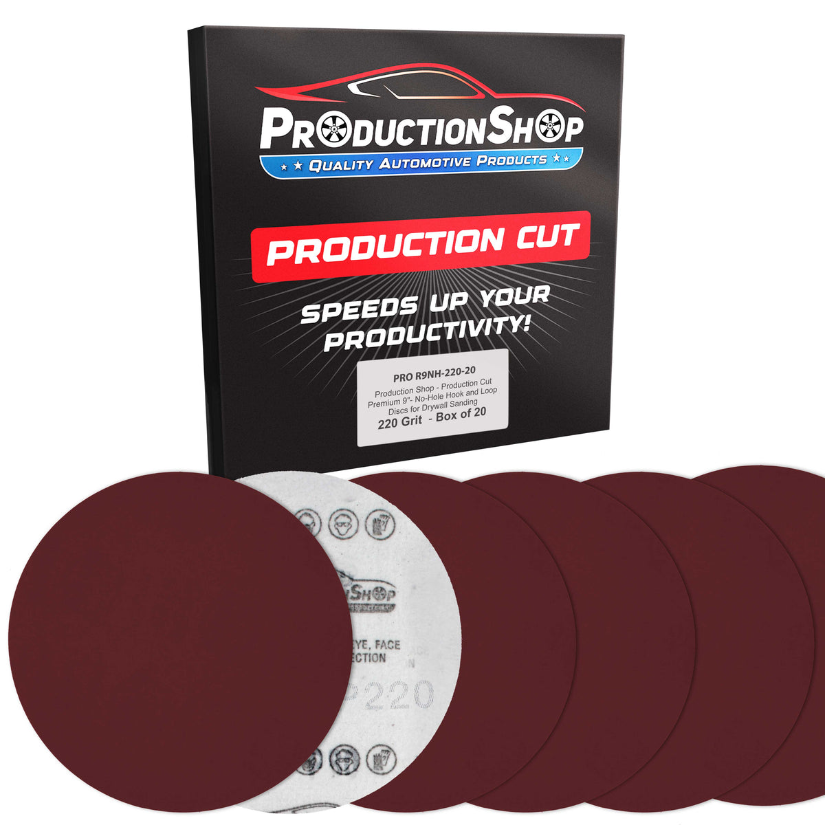 Premium 9" Red 220 Grit Hook & Loop Sanding Discs, Box of 20 - Sandpap ...