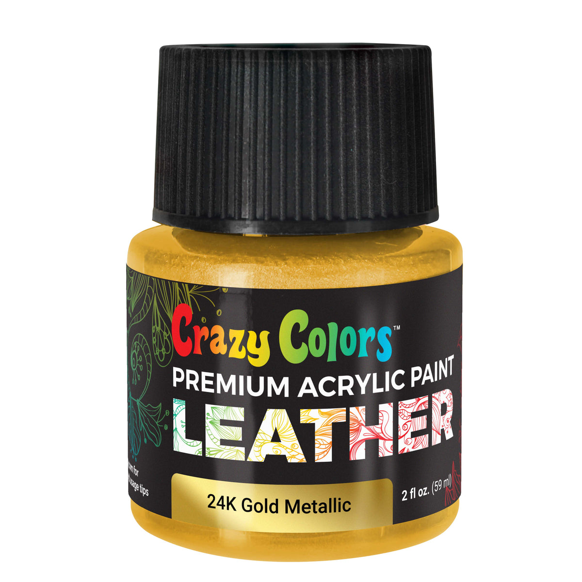 24K Gold Metallic Premium Acrylic Leather and Shoe Paint, 2 oz Bottle ...