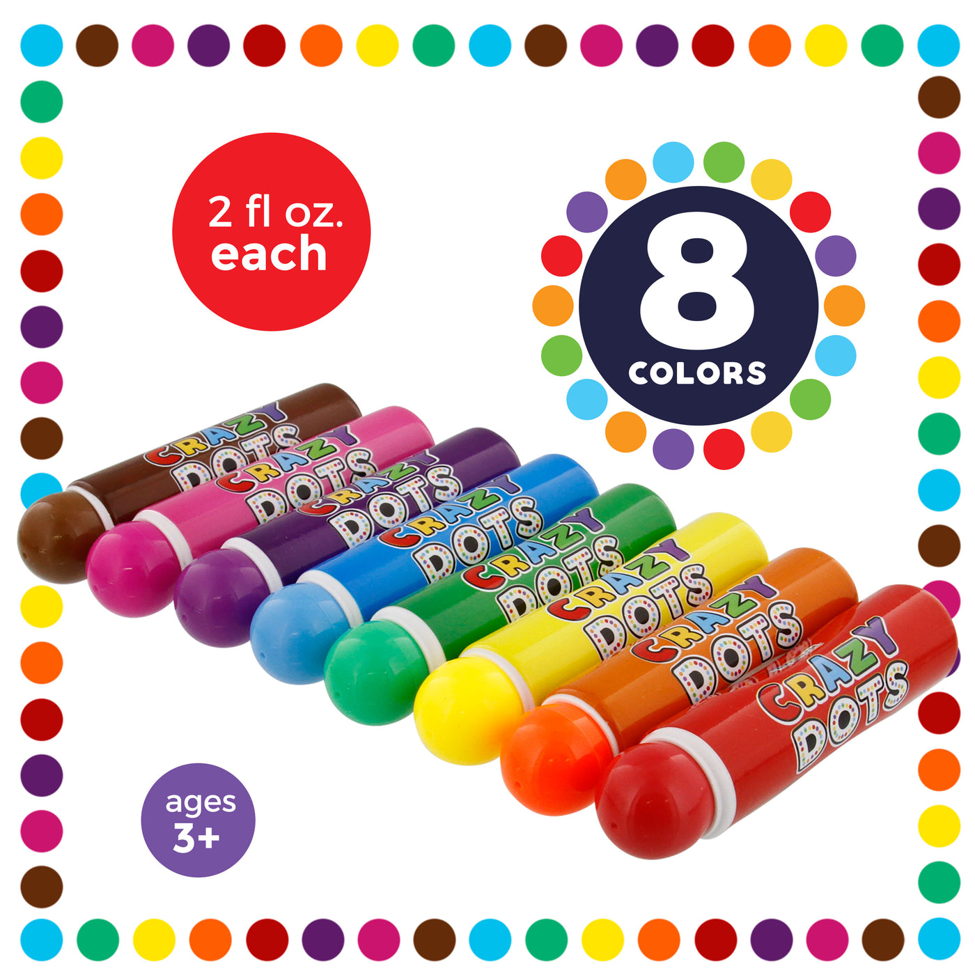 8 Color Crazy Dots Markers - Washable Paint Marker daubers — TCP Global