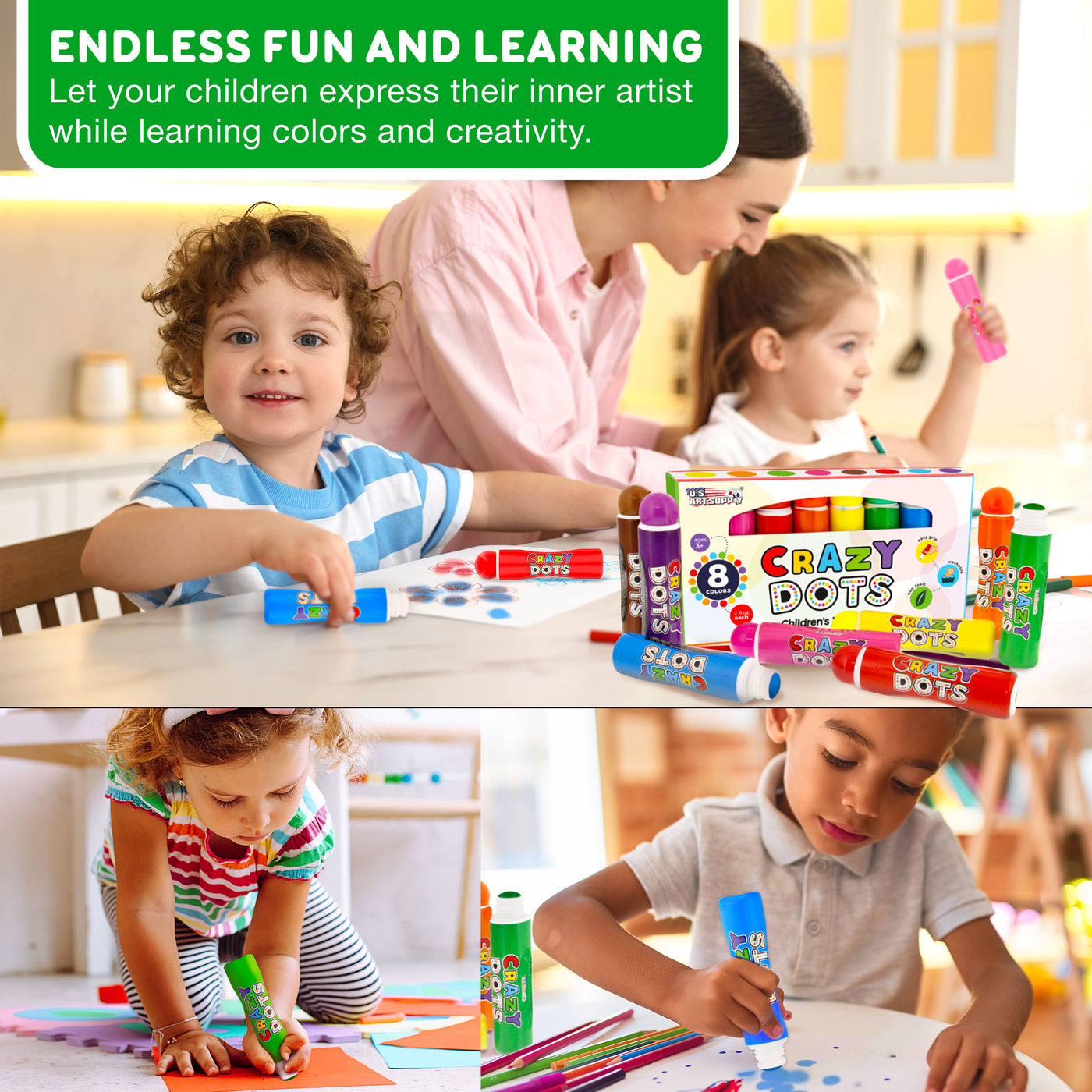 8 Color Crazy Dots Markers - Washable Paint Marker daubers — TCP Global